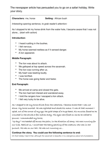 Write A Story Called 'Let's Go On A Safari' (7-11 years) | Teaching ...