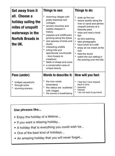 Write A Persuasive Holiday Brochure (7-11 years) | Teaching Resources