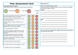 Peer Assessment Card | Teaching Resources