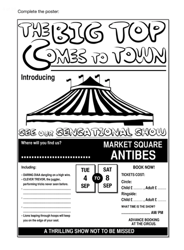 Lot’s Of Writing Tasks: The Circus Comes To Town (7-11 years ...