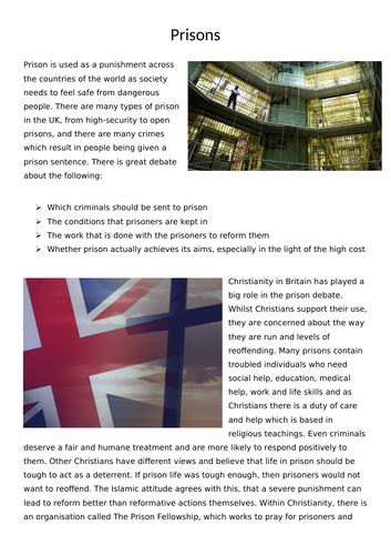AQA: Religion, Crime and Punishment: Prisons and Treatment of Criminals ...