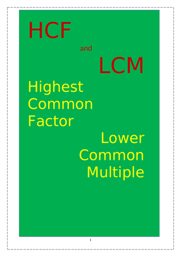 HCM and LCM | Teaching Resources