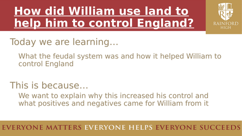 How did William use land to control England - KS3 but suitable for AQA ...