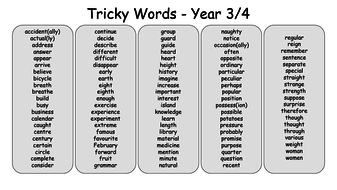 Tricky Words Wordmat Year 3/4 | Teaching Resources