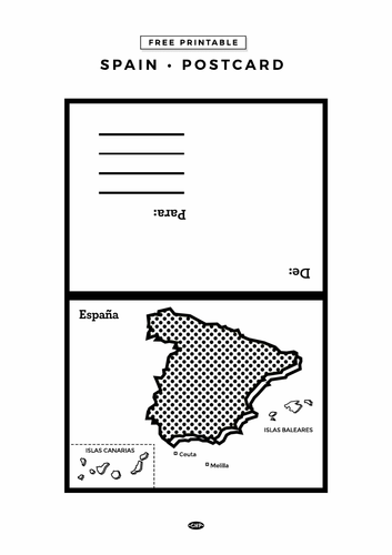Spain Postcard - Printable | Teaching Resources