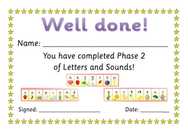 Phonics phase 2, 3, 5 certificates completion | Teaching Resources