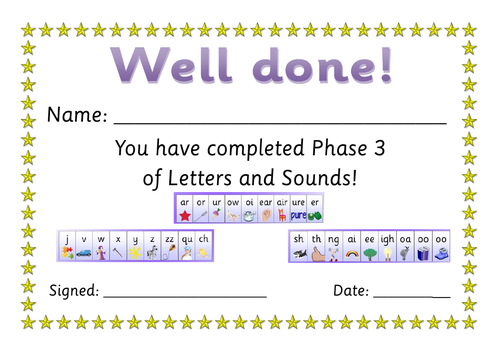 Phonics phase 2, 3, 5 certificates completion | Teaching Resources