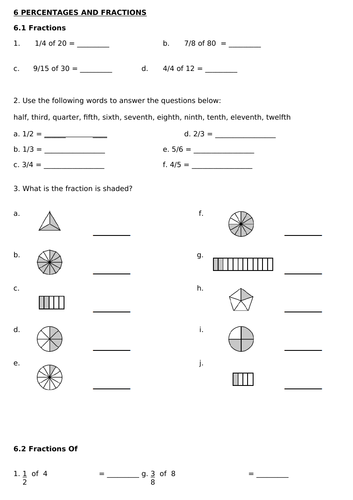 Northern Ireland Maths: Percentages + Fractions Unit: Workbooks and ...