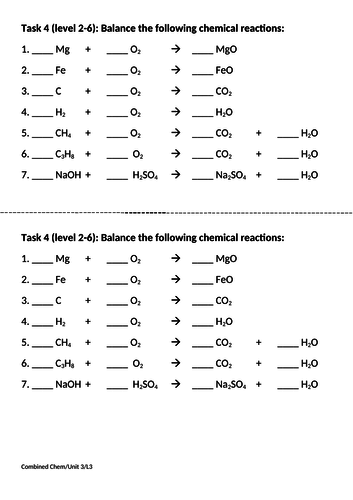 Lesson 3 - State Symbols and Balancing Equations | Teaching Resources