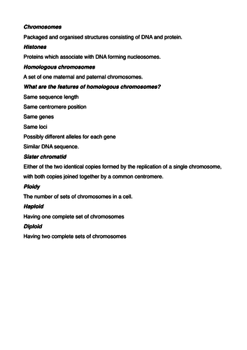 Chromosomes matching exercises | Teaching Resources