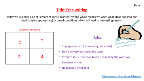 'Free Writing' Exercises based on images | Teaching Resources