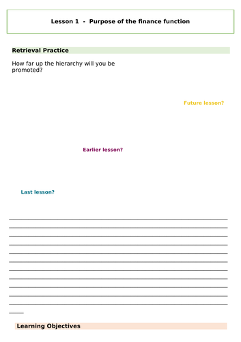 OCR GCSE 9-1 Business 2017 Spec - Unit 5: Finance - Lesson 1: Purpose ...