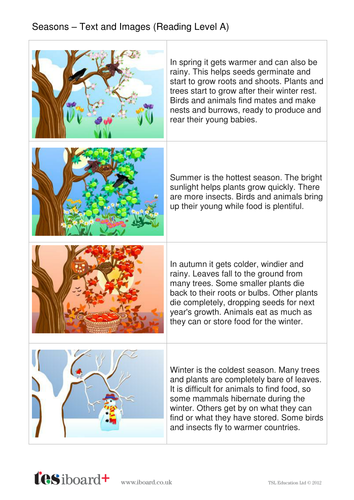 Seasons Explanation Book - Reading Level A - KS1 Literacy | Teaching ...