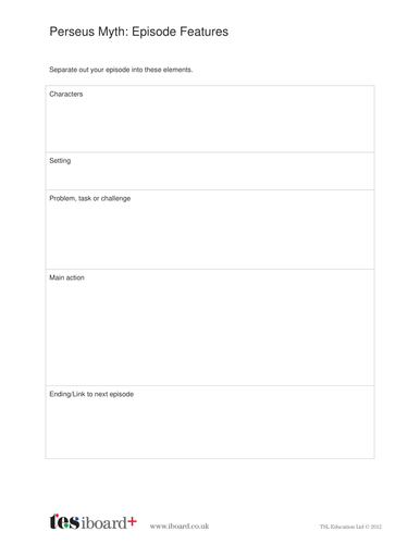 Story Planning Worksheet - The Myth of Perseus - KS2 Literacy ...