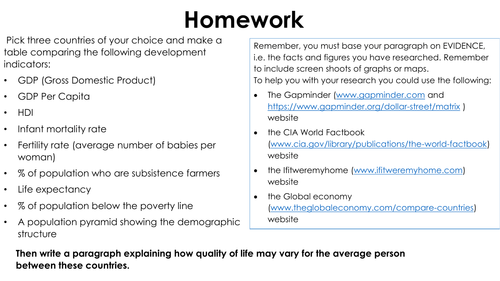 Edexcel B GCSE Geography Topic 2 Development Dynamics SOL | Teaching ...