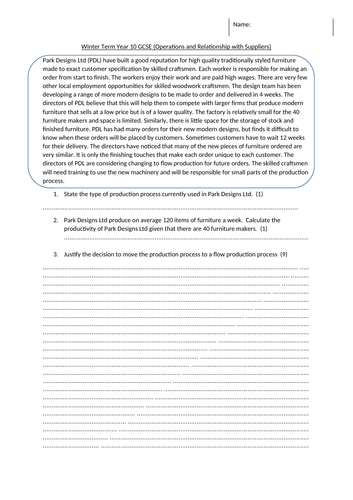 GCSE 9-1 Business 2.3.2 Working with suppliers | Teaching Resources