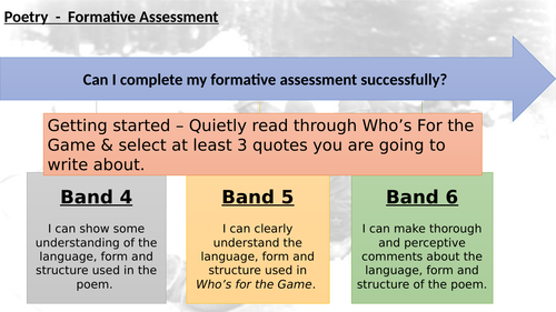 Who's for the Game? - Assessment and Follow-up | Teaching Resources