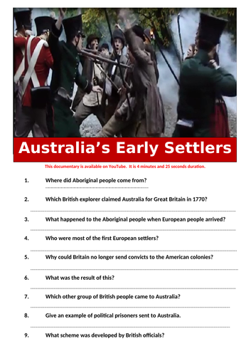 Australia's Early Settlers | Teaching Resources