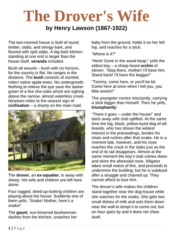 The Drover's Wife | Teaching Resources