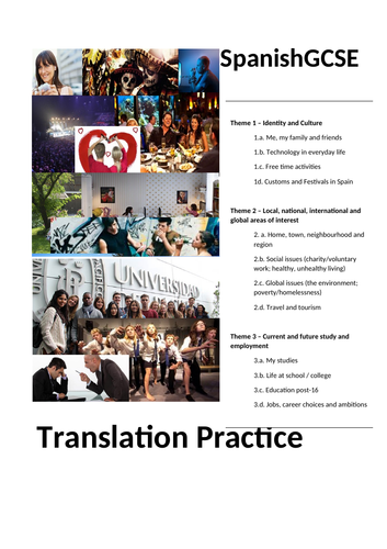 Spanish GCSE - Spanish to English translations (Higher). Perfect for ...