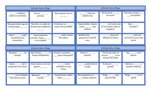 Articles Spanish Tic-Tac-Toe or Bingo Game | Teaching Resources