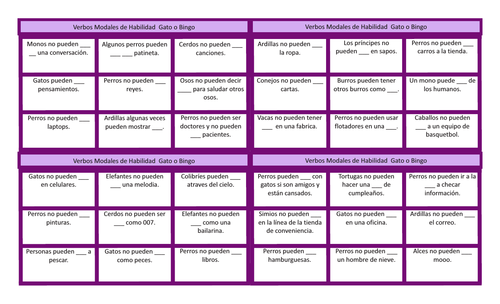 Ability Modals Spanish Tic-Tac-Toe or Bingo Game | Teaching Resources