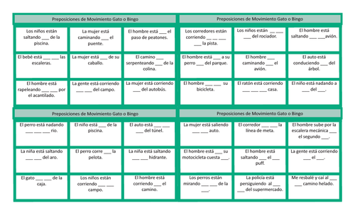 Movement Prepositions Spanish Tic-Tac-Toe or Bingo Game | Teaching ...
