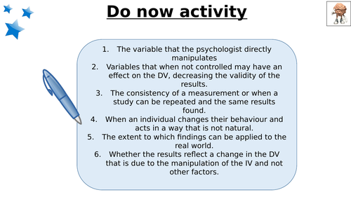 Experimental research methods (AQA Psychology) | Teaching Resources