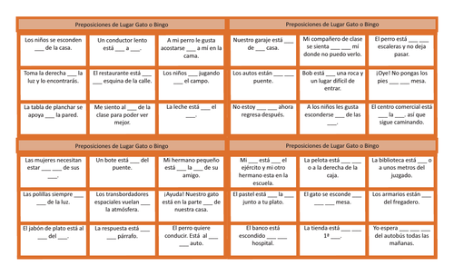 Place Prepositions Spanish Tic-Tac-Toe or Bingo Game | Teaching Resources