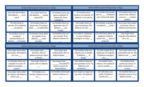 Advice Modals Spanish Tic-Tac-Toe or Bingo Game | Teaching Resources