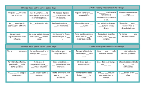 Verb Hacer Spanish Tic-Tac-Toe or Bingo Game | Teaching Resources