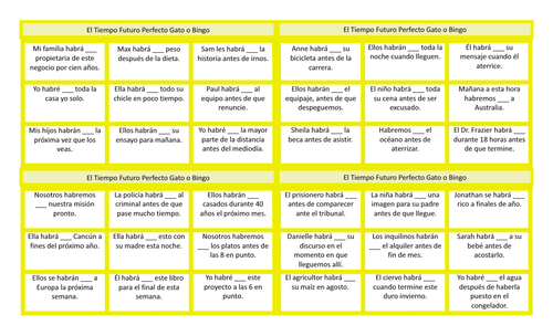 Future Perfect Tense Spanish Tic-Tac-Toe or Bingo Game | Teaching Resources