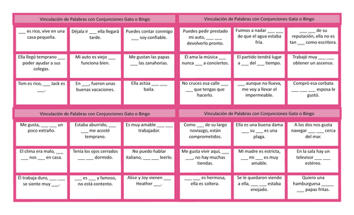 Linking Words and Connectors Spanish Tic-Tac-Toe or Bingo Game ...
