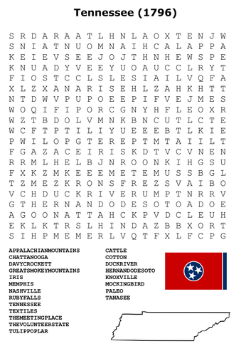 Tennessee State Word Search | Teaching Resources