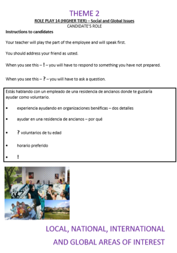 Spanish GCSE - Role Plays (speaking exam). Perfect for home learning ...