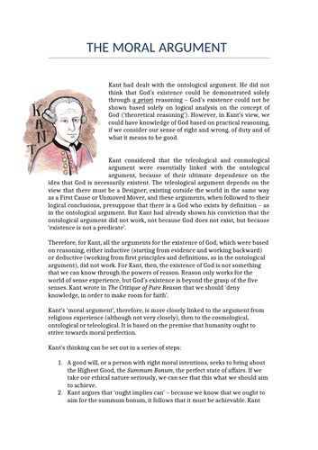 Kant's Moral Argument for God's existence | Teaching Resources