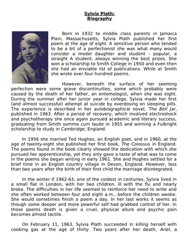 Sylvia Plath - 4 Week Plan | Teaching Resources