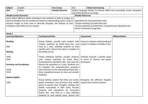 Asian War Poetry - 4 Week Plan and Resources | Teaching Resources