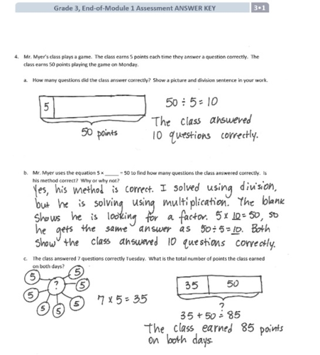 Grade 3, Math Module 1 REVIEW & ASSESSMENT w/Ans keys (printables ...