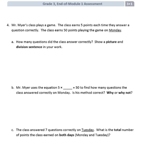 Grade 3, Math Module 1 REVIEW & ASSESSMENT w/Ans keys (printables ...