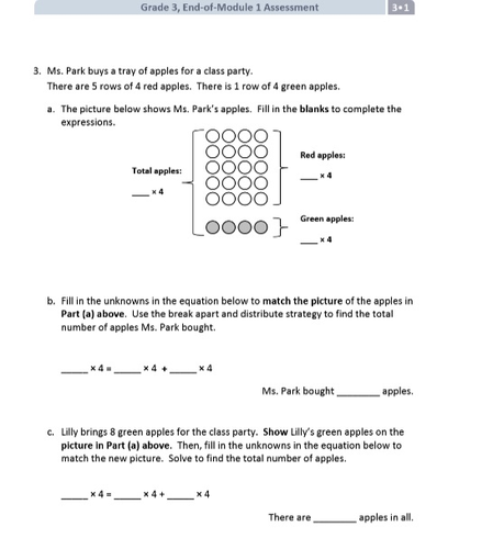 Grade 3, Math Module 1 REVIEW & ASSESSMENT w/Ans keys (printables ...