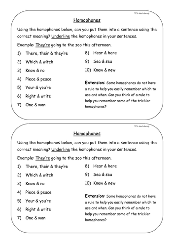 Homophones: Full Introduction Lesson & Worksheets | Teaching Resources