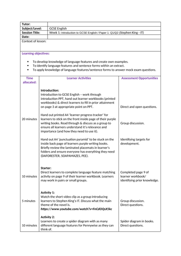 GCSE English - Introduction session | Teaching Resources