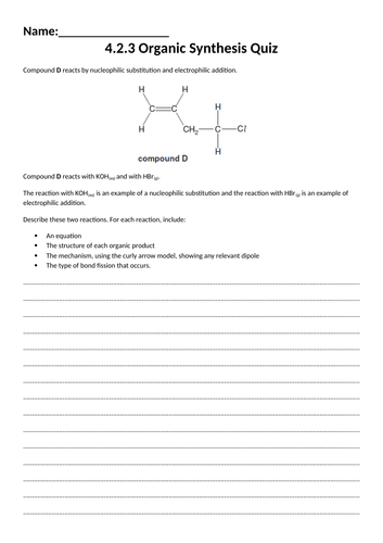 Core Organic Chemistry Assessments | Teaching Resources