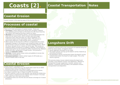Coasts Knowledge Organiser - Coastal Processes - GCSE Geography 9-1 ... Coasts Knowledge Organiser - Coastal Processes - GCSE Geography 9-1 ...