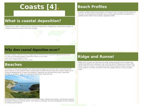Coasts Knowledge Organiser - Landforms of coastal deposition - GCSE ... Coasts Knowledge Organiser - Landforms of coastal deposition - GCSE ...