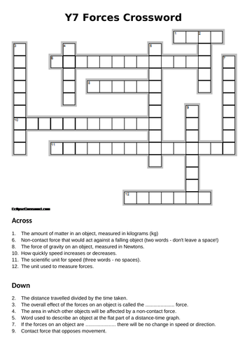 Y7 Forces revision pack 2020 - Based on AQA KS3 Science Programme of ...