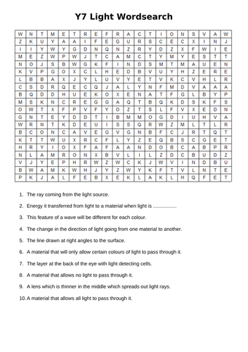 Y7 Waves - Light Revision pack 2020 - Based on AQA KS3 Science ...