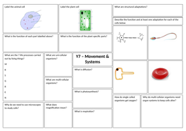 Y7 Organisms - Cells Revision pack 2020 - Based on AQA KS3 Science ...