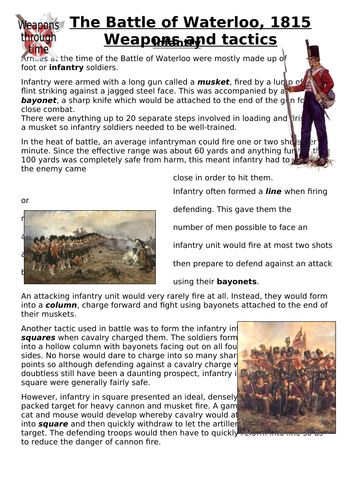 Battle of Waterloo Weapons and Tactics Research and Simulation Lesson ...